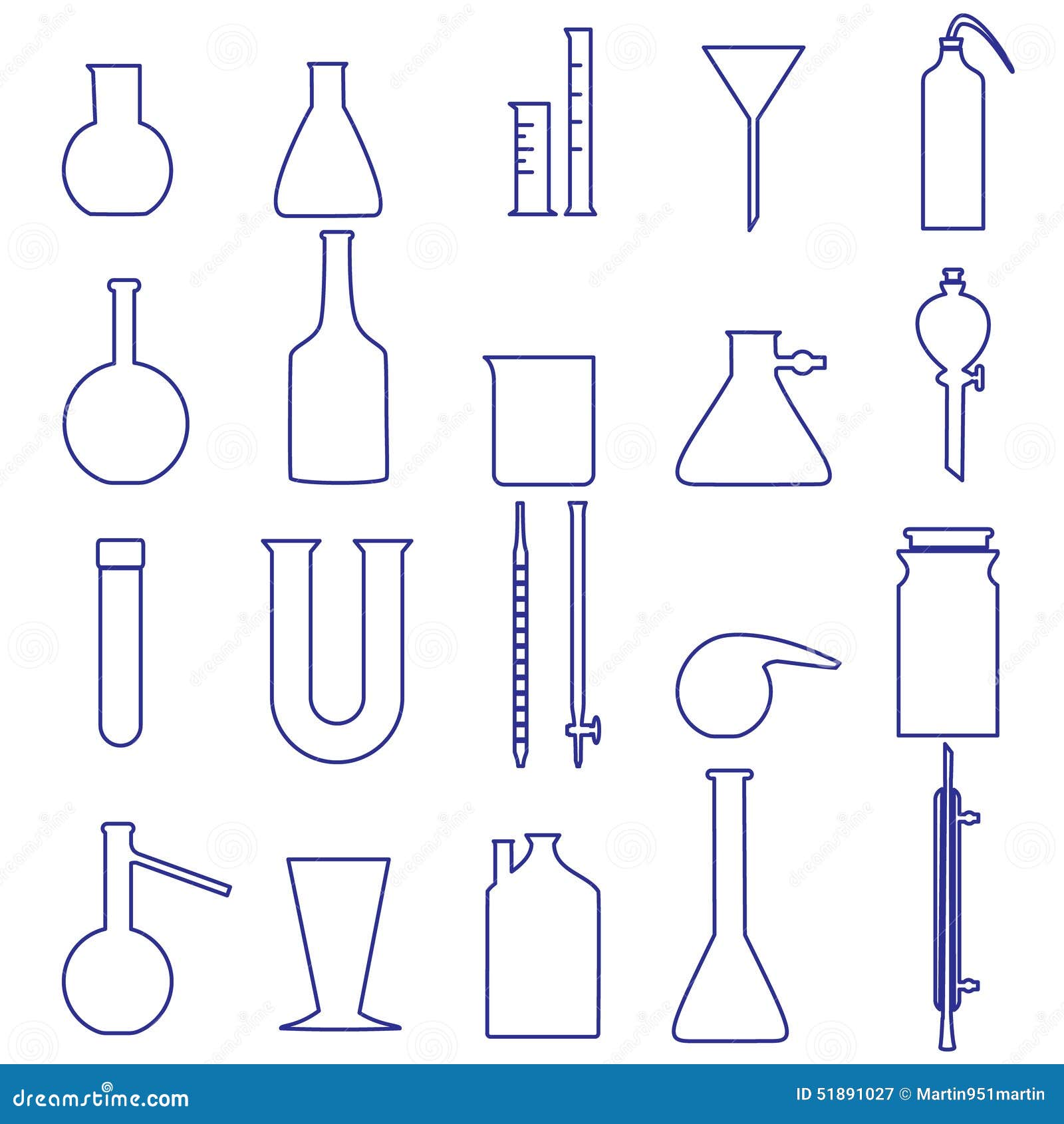Chemistry Laboratory Glassware Simple Outline Icons Stock Vector ...