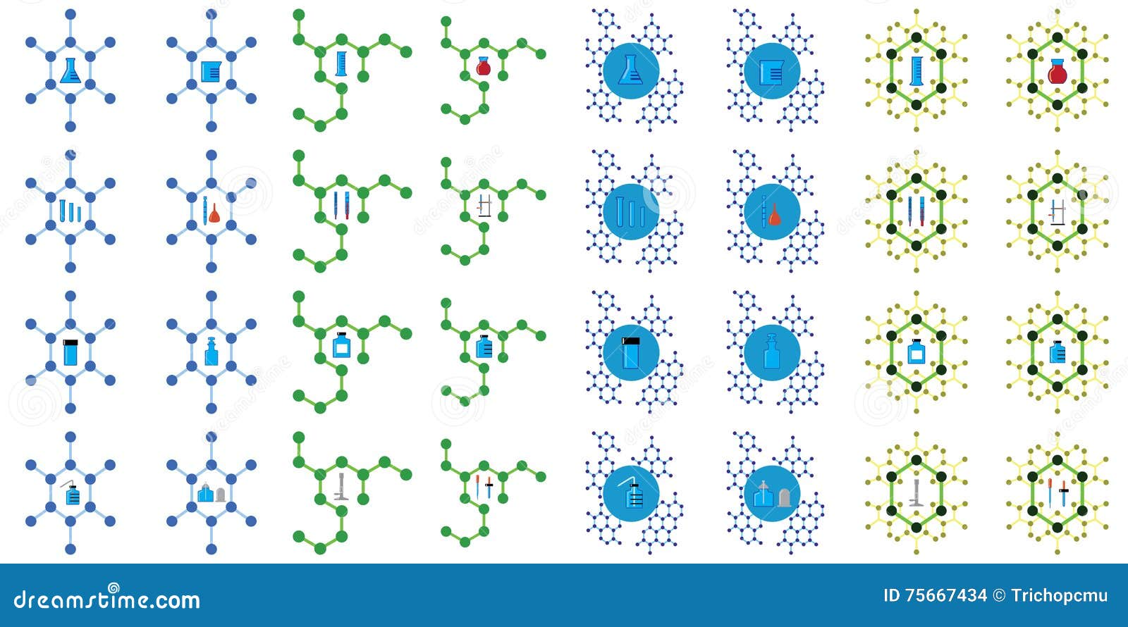Chemistry Laboratory Instruments with Molecular Structure Stock Vector ...