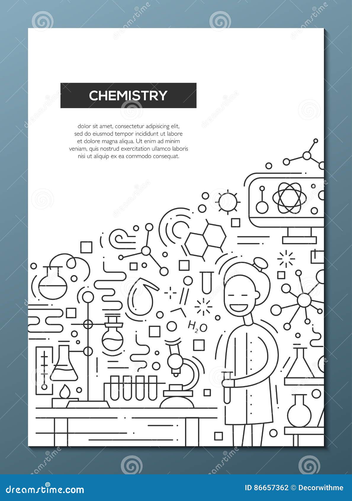 Chemistry - Line Design Brochure Poster Template A4 Vector Illustration ...