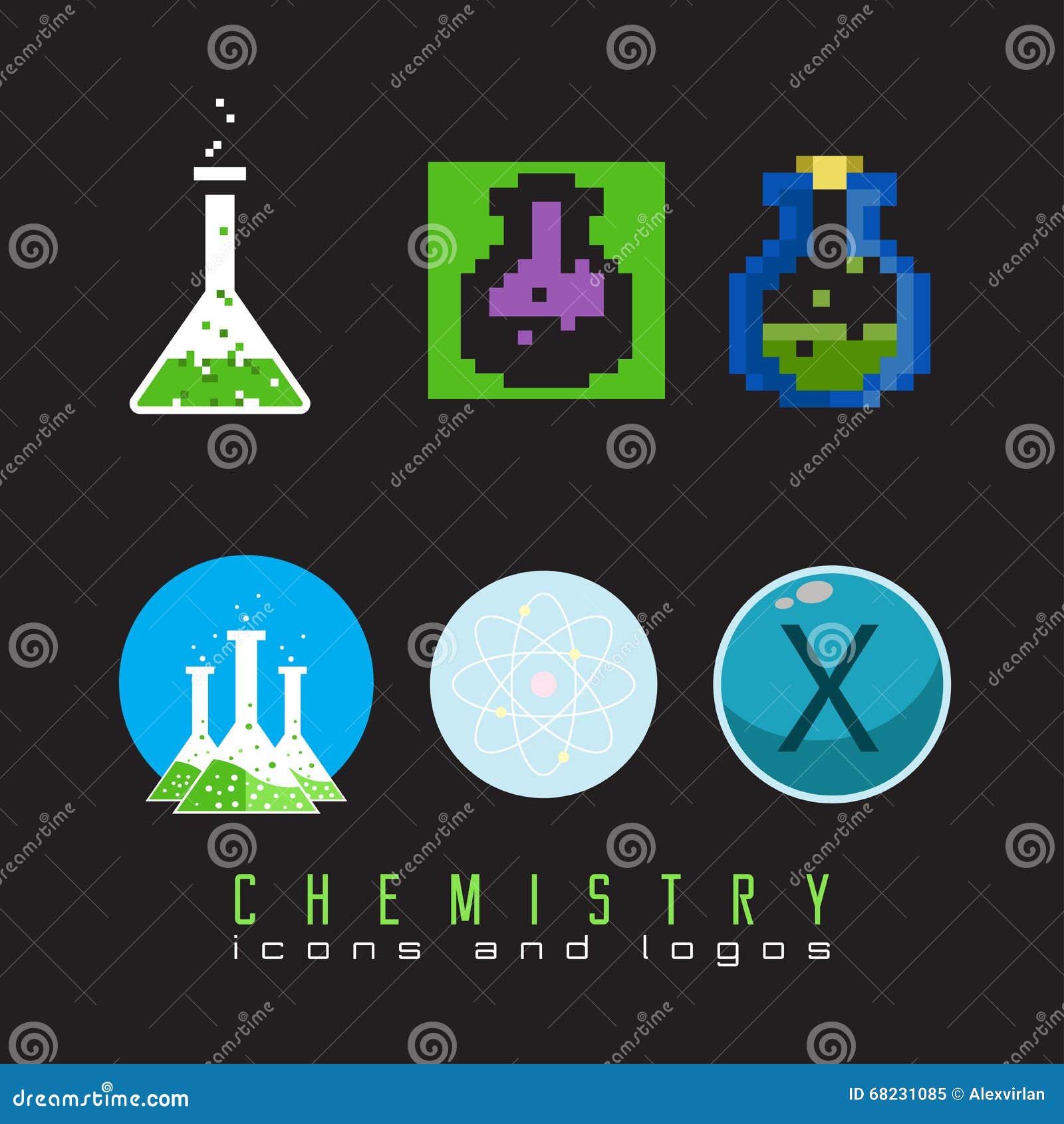 Chemistry Logo Concept Pack Stock Vector - Illustration of medical ...
