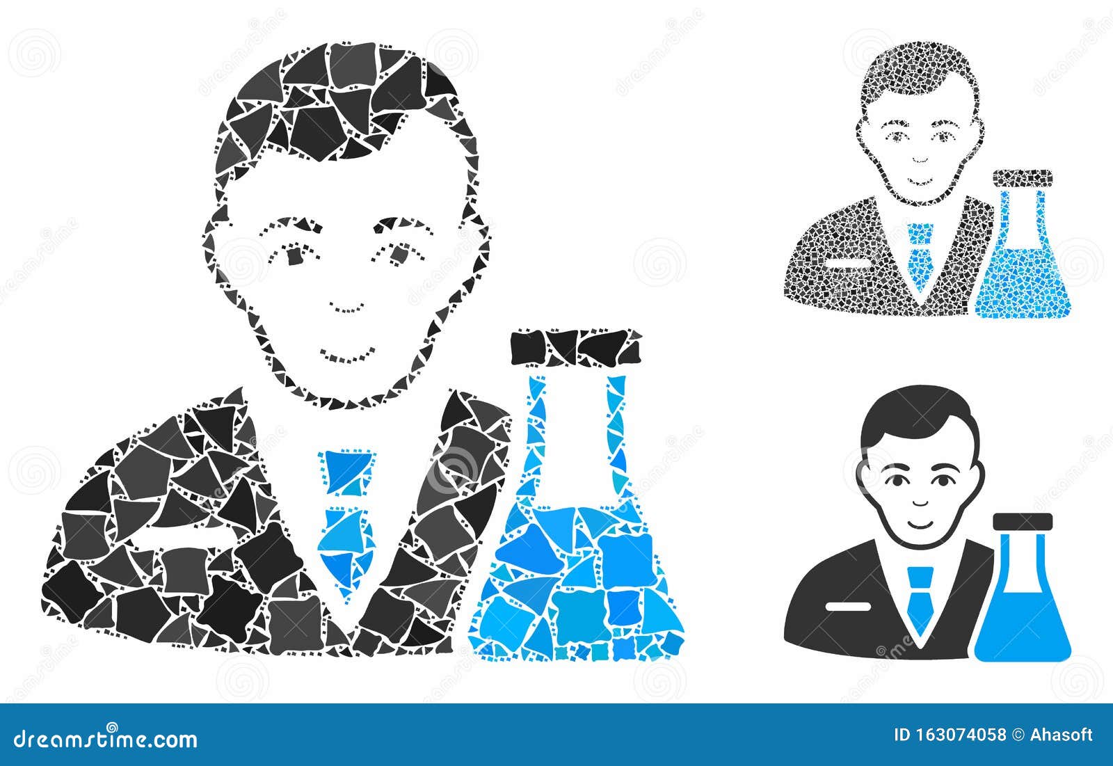 Chemistry Man Composition Icon of Trembly Pieces Stock Illustration ...