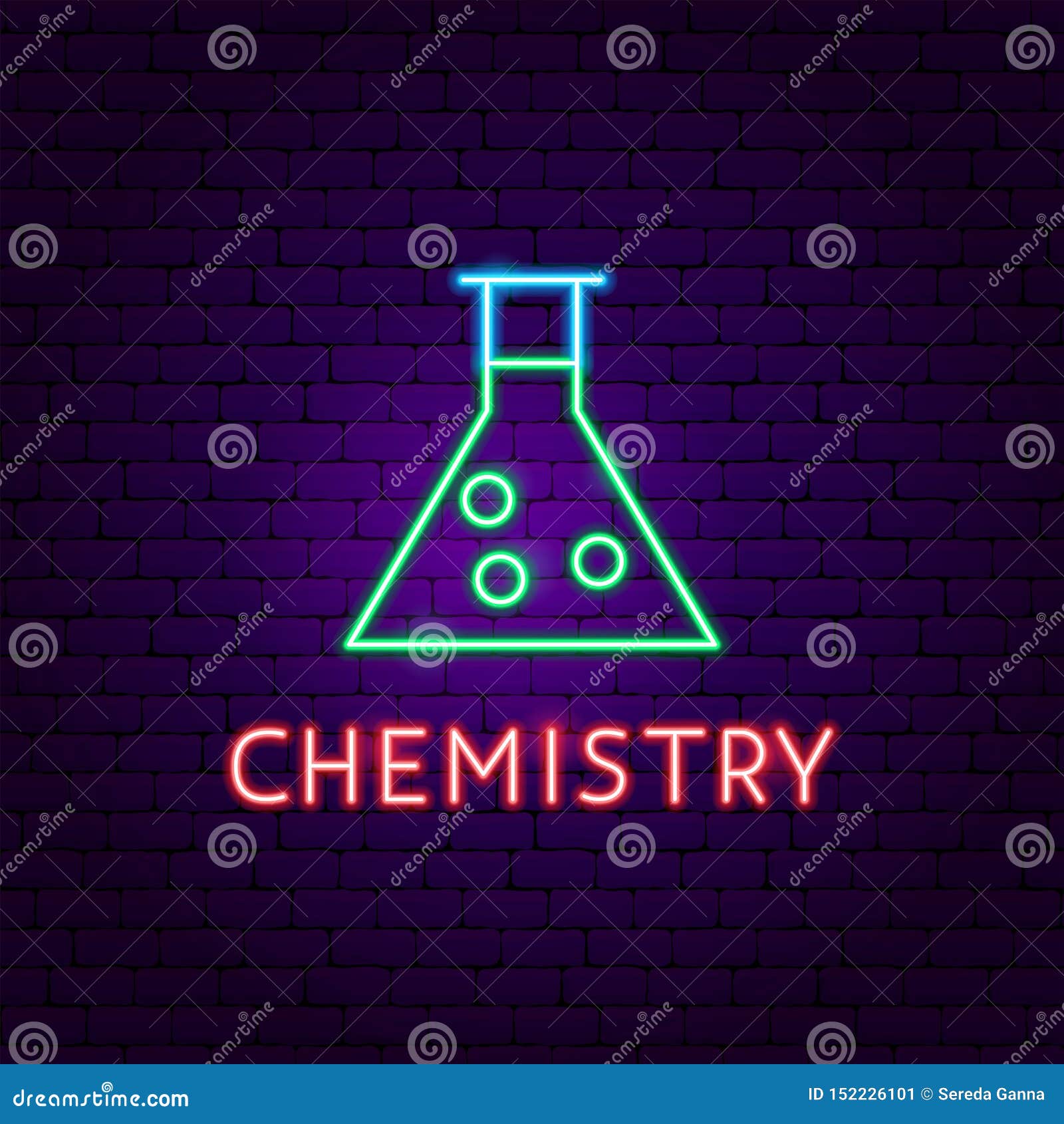 Chemistry Neon Label stock vector. Illustration of flask - 152226101