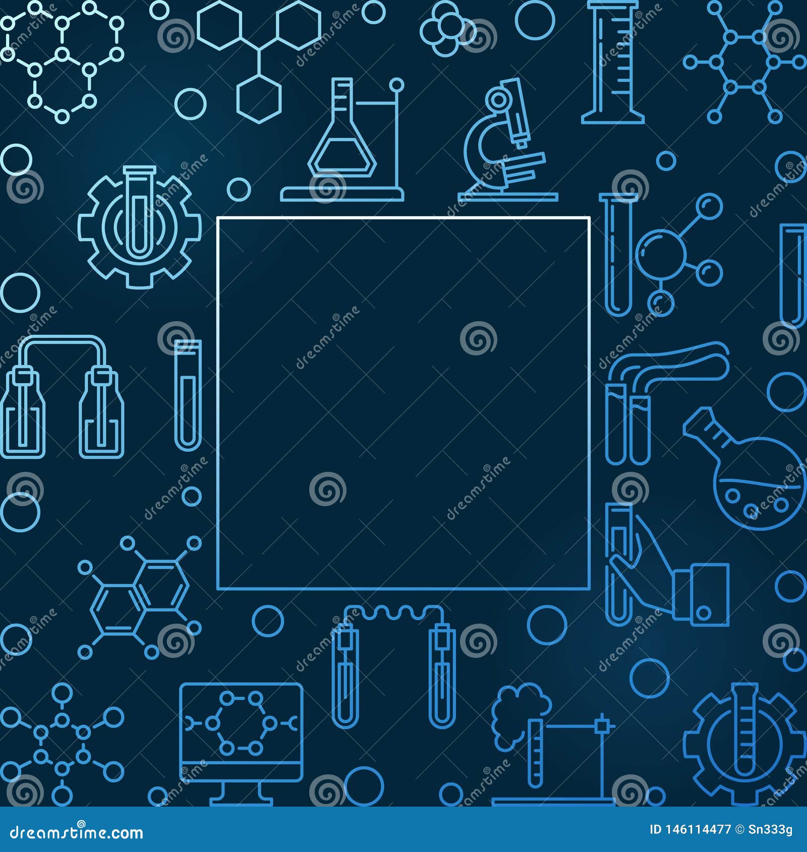 Chemistry Outline Colorful Square Frame - Vector Background Stock ...