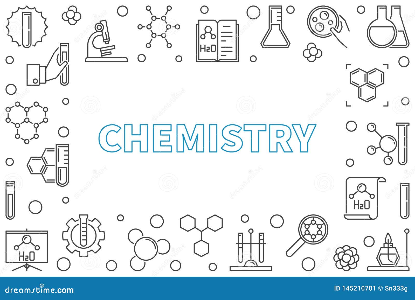 Chemistry Outline Horizontal Frame. Vector Linear Illustration Stock ...