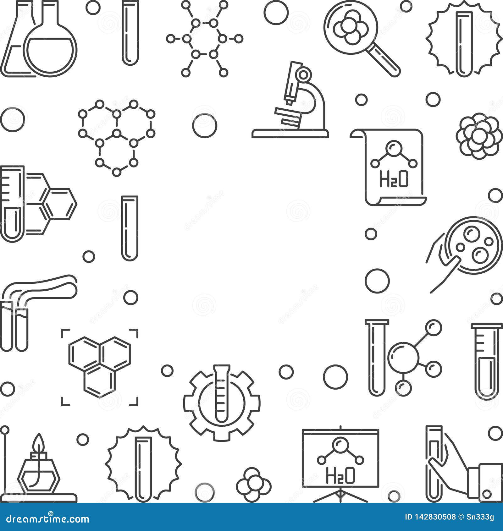 Chemistry Outline Vector Square Banner with Empty Space Stock Vector ...