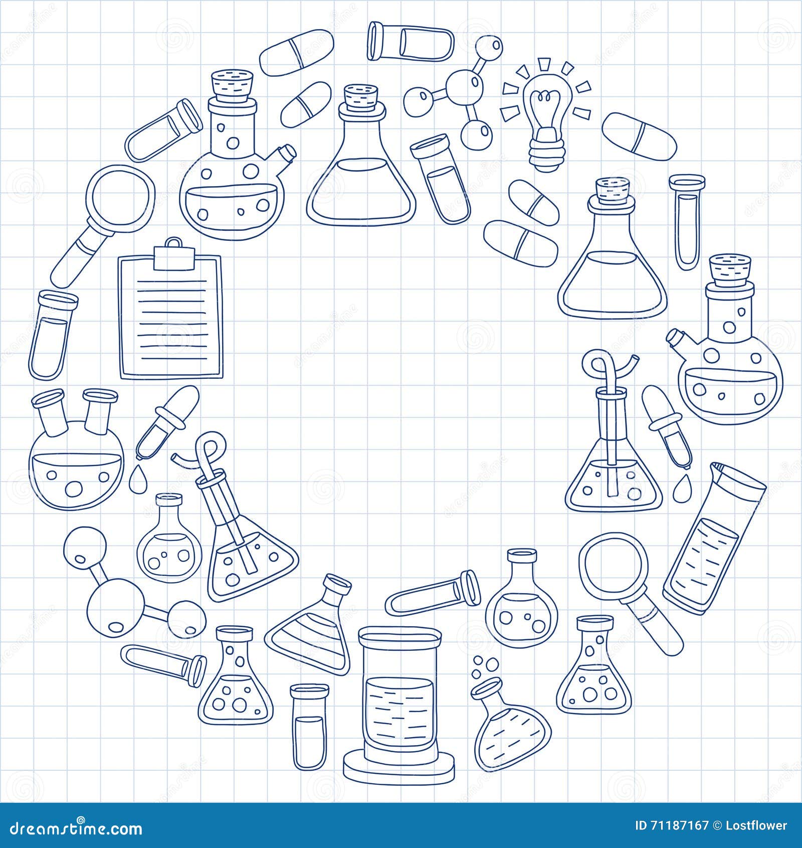 Chemistry Pharmacology Natural Sciences Vector Doodle Set Stock Vector ...