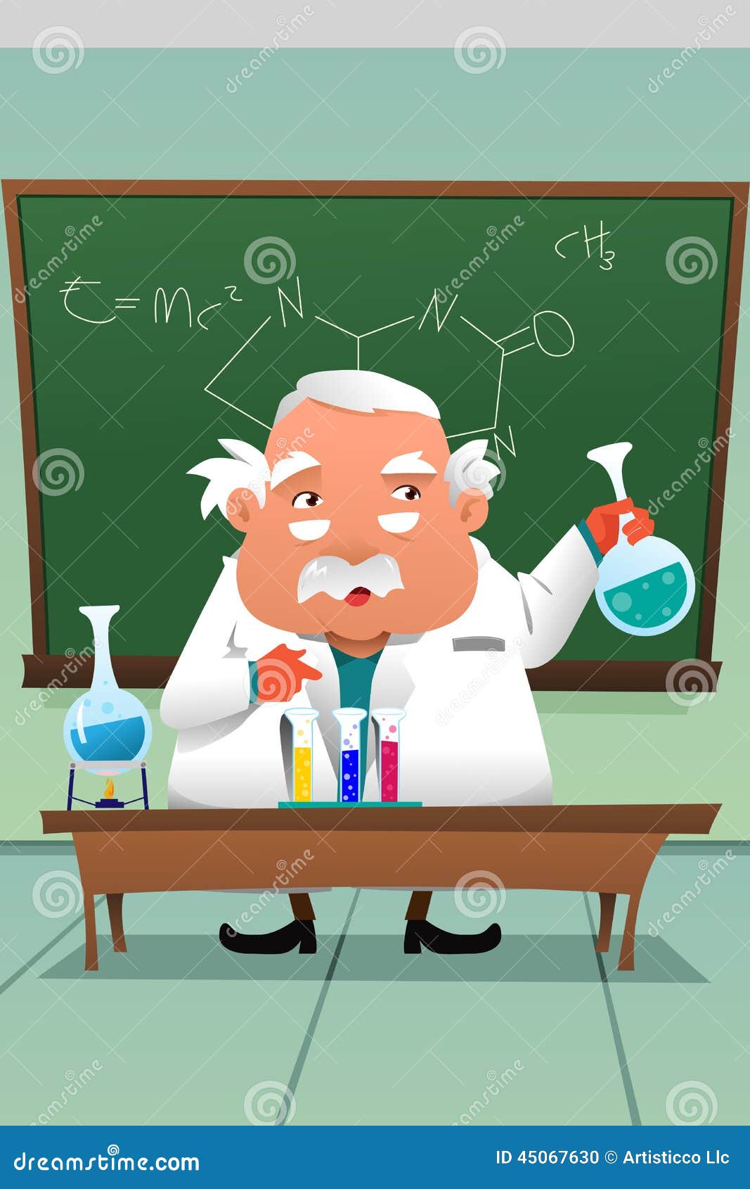 Chemistry Professor Working at the Lab Stock Vector - Illustration of ...