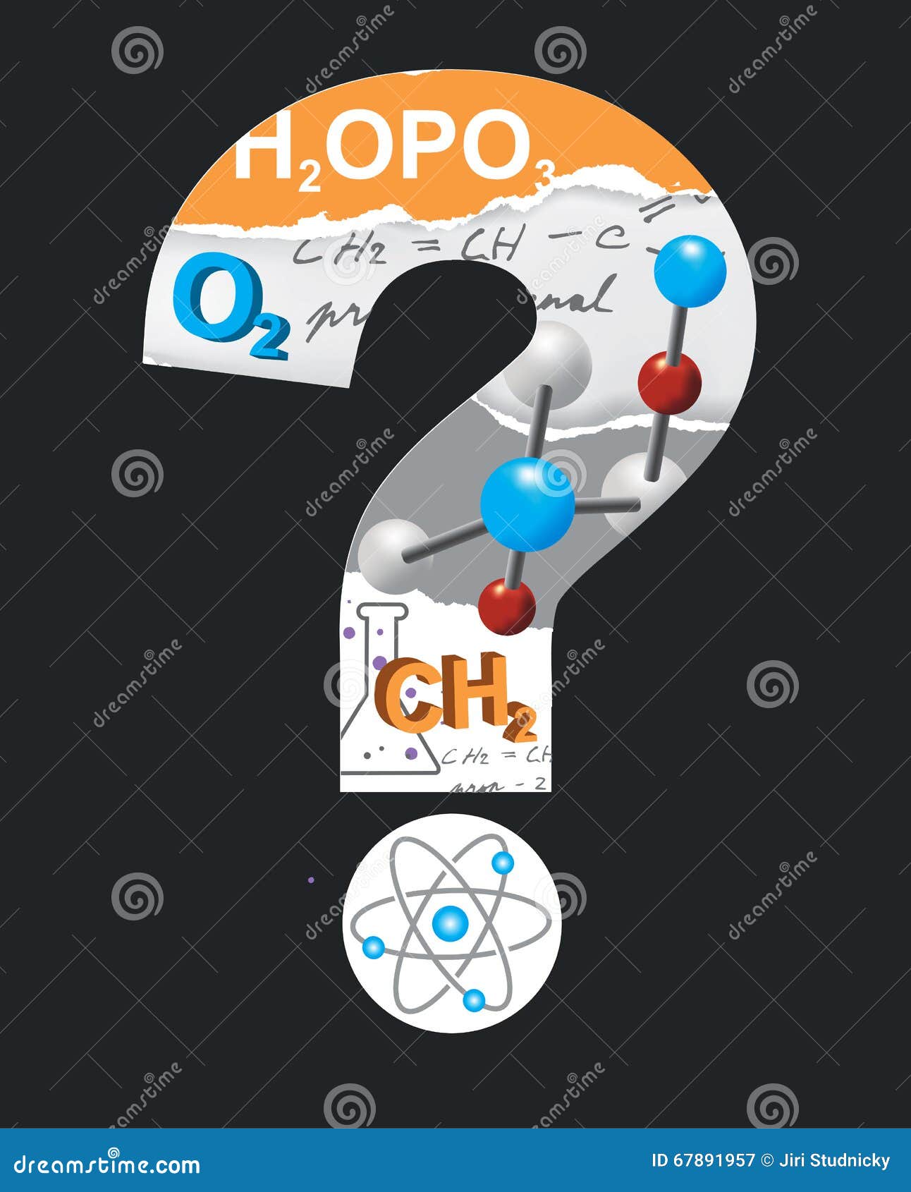 Chemistry question mark. stock vector. Illustration of molecules - 67891957
