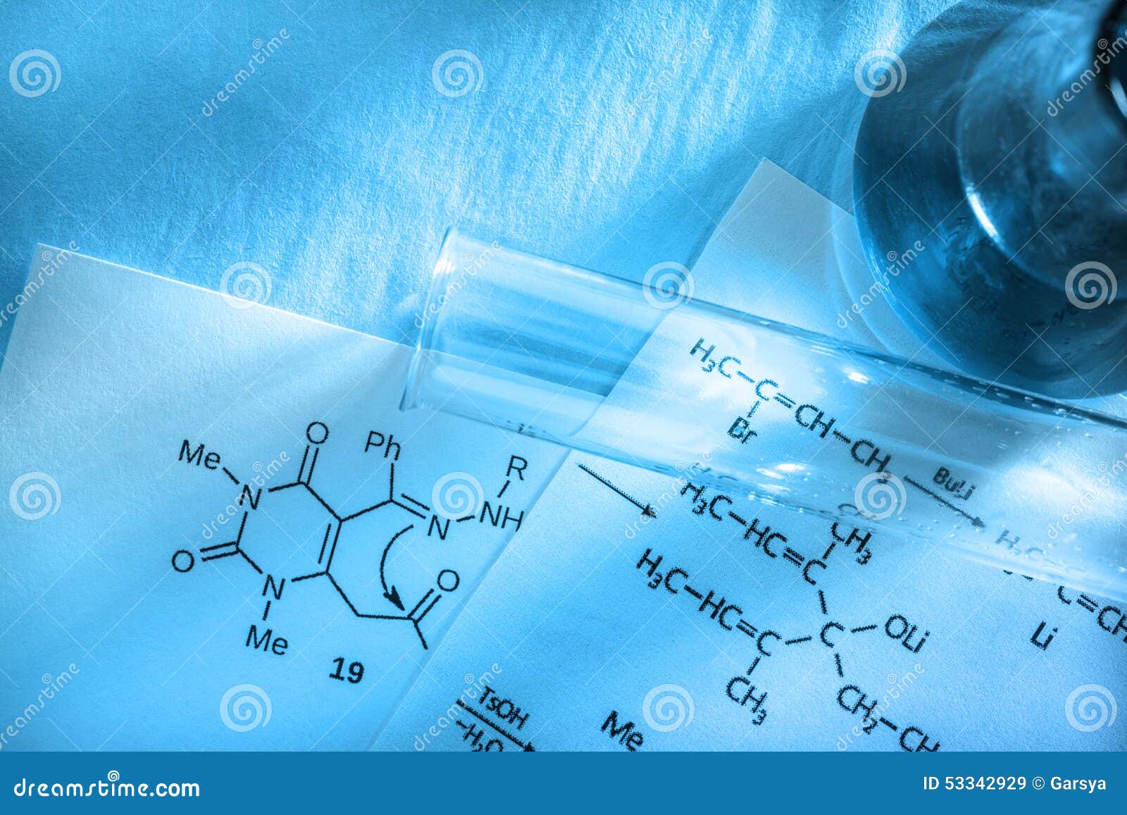 Chemistry with Reaction Formula Stock Image - Image of synthesis ...