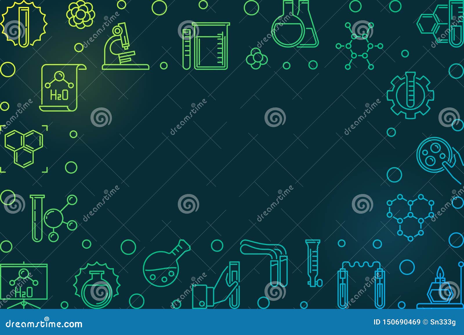 Chemistry Science Colored Horizontal Frame - Vector Illustration Stock ...