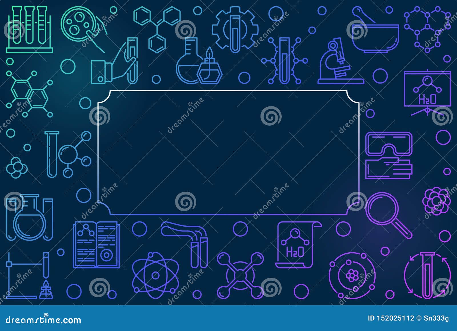 Chemistry Science Colorful Horizontal Frame. Vector Illustration Stock ...