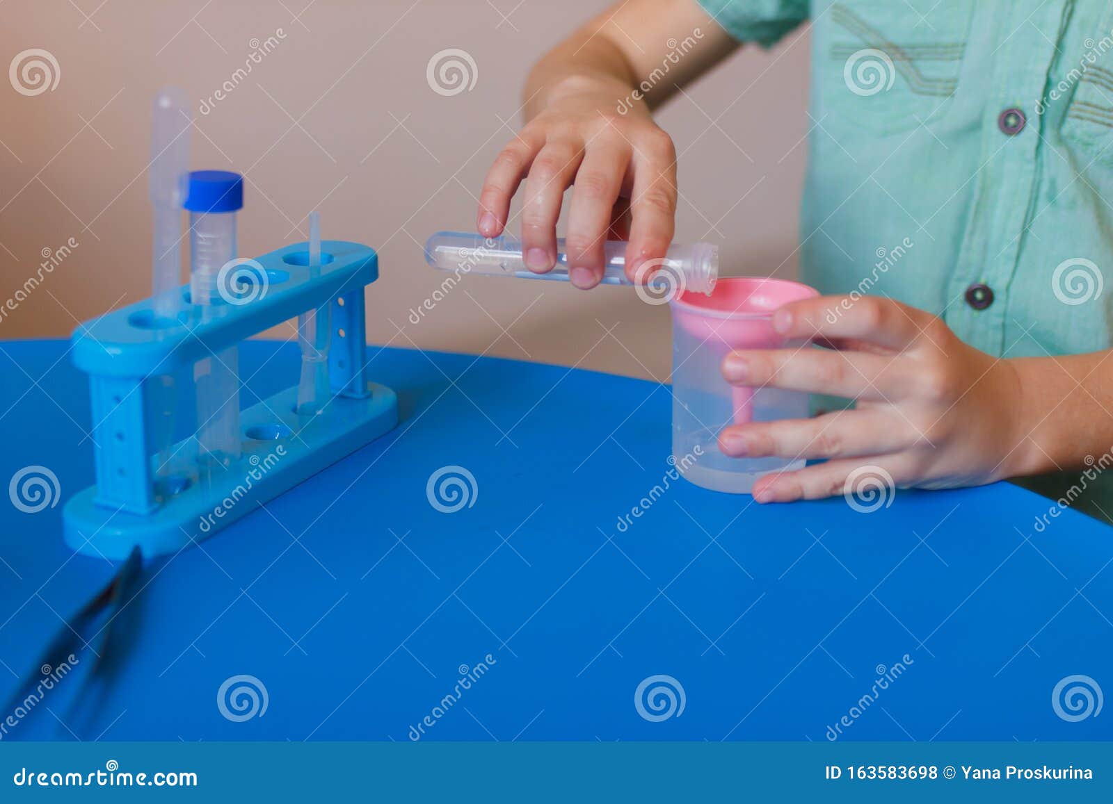 Chemistry. Science. Experiment. Education. Study. Boy Working with Test ...