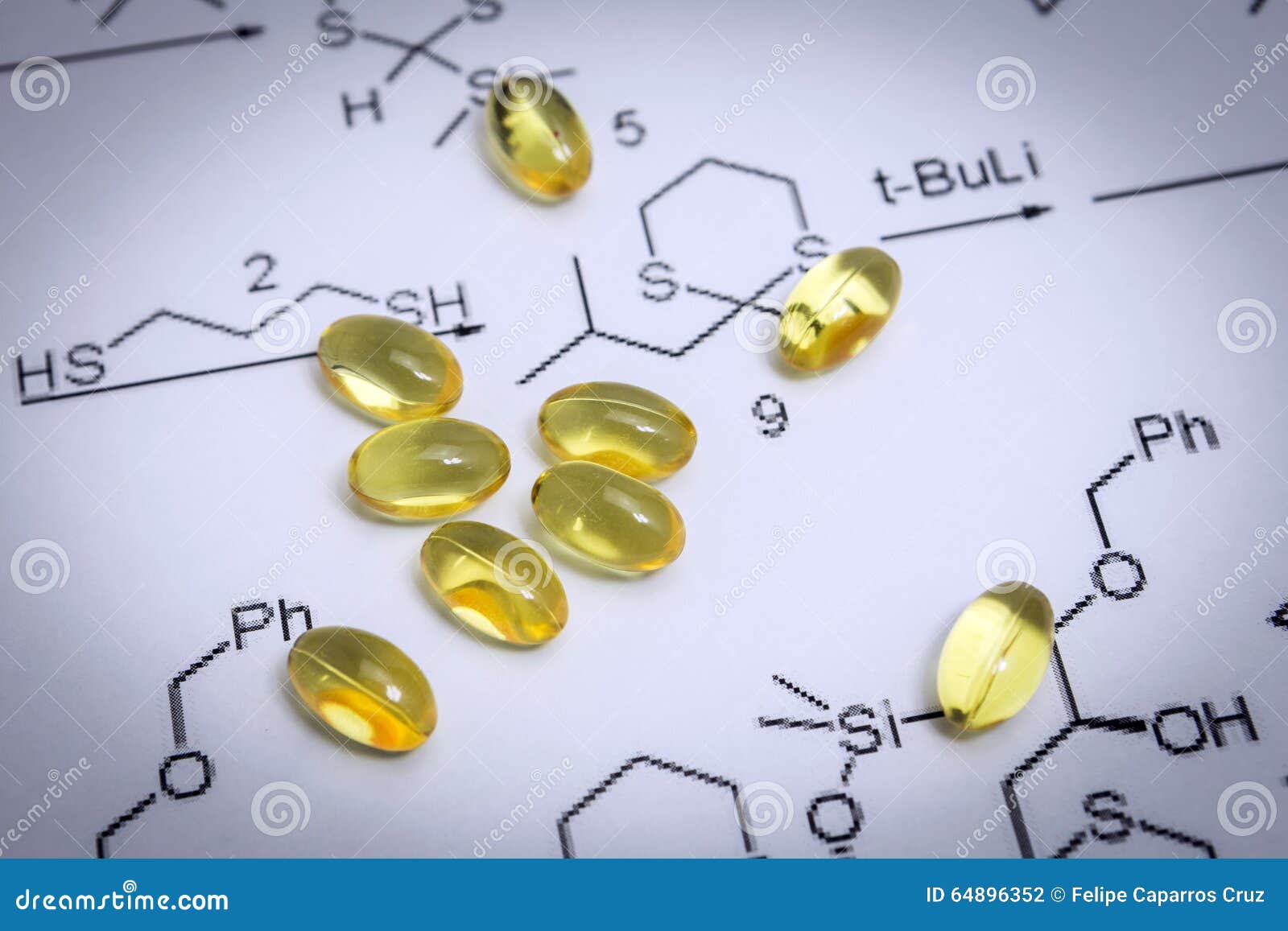 Chemistry Science Formula and Oil Capsules. Stock Photo - Image of ...