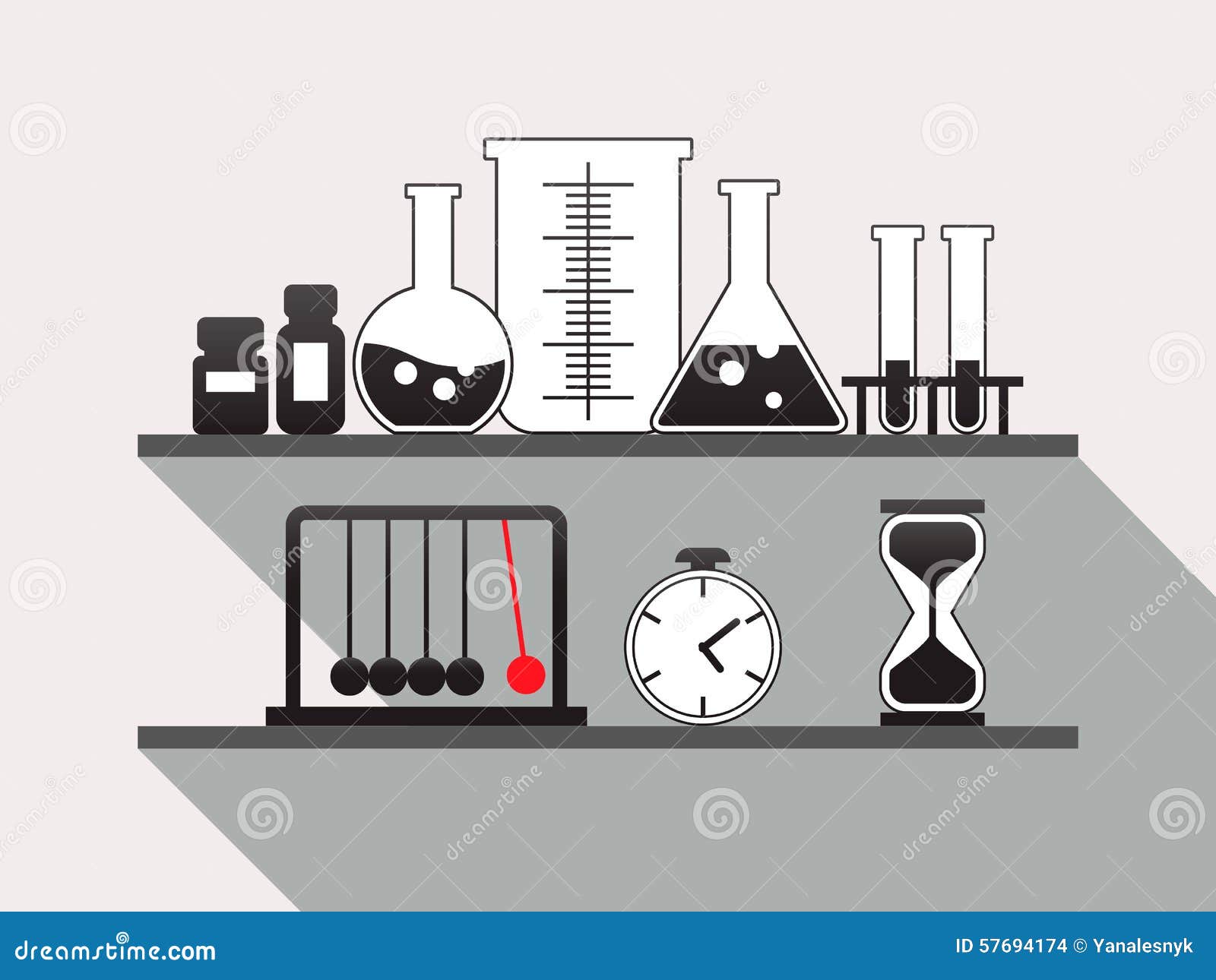 Chemistry Science Lab Shelf, Flat Vector Illustration Stock Vector ...