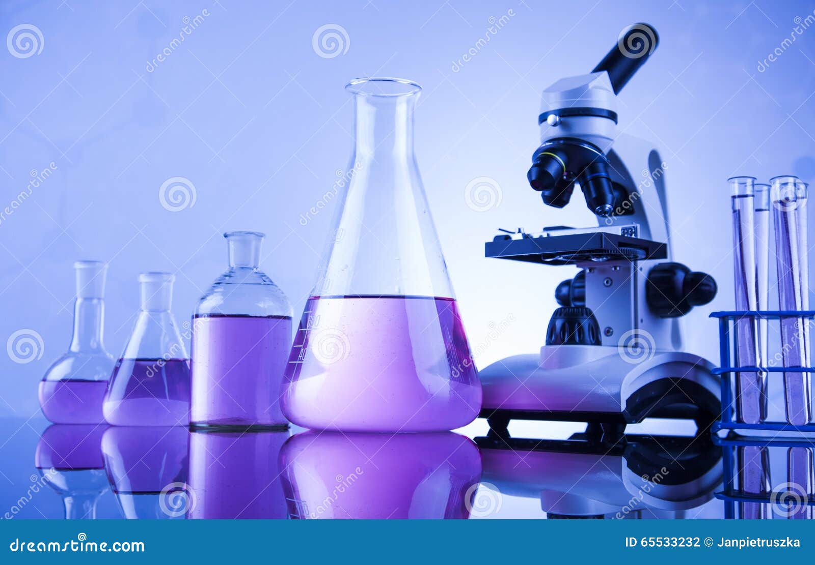 Chemistry Science - Flasks On Orange Background Royalty-Free Stock ...