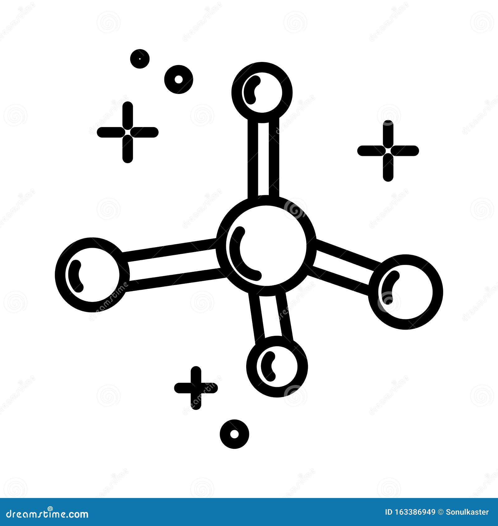 Chemistry Science, Molecule Model Isolated Line Icon, Molecular ...