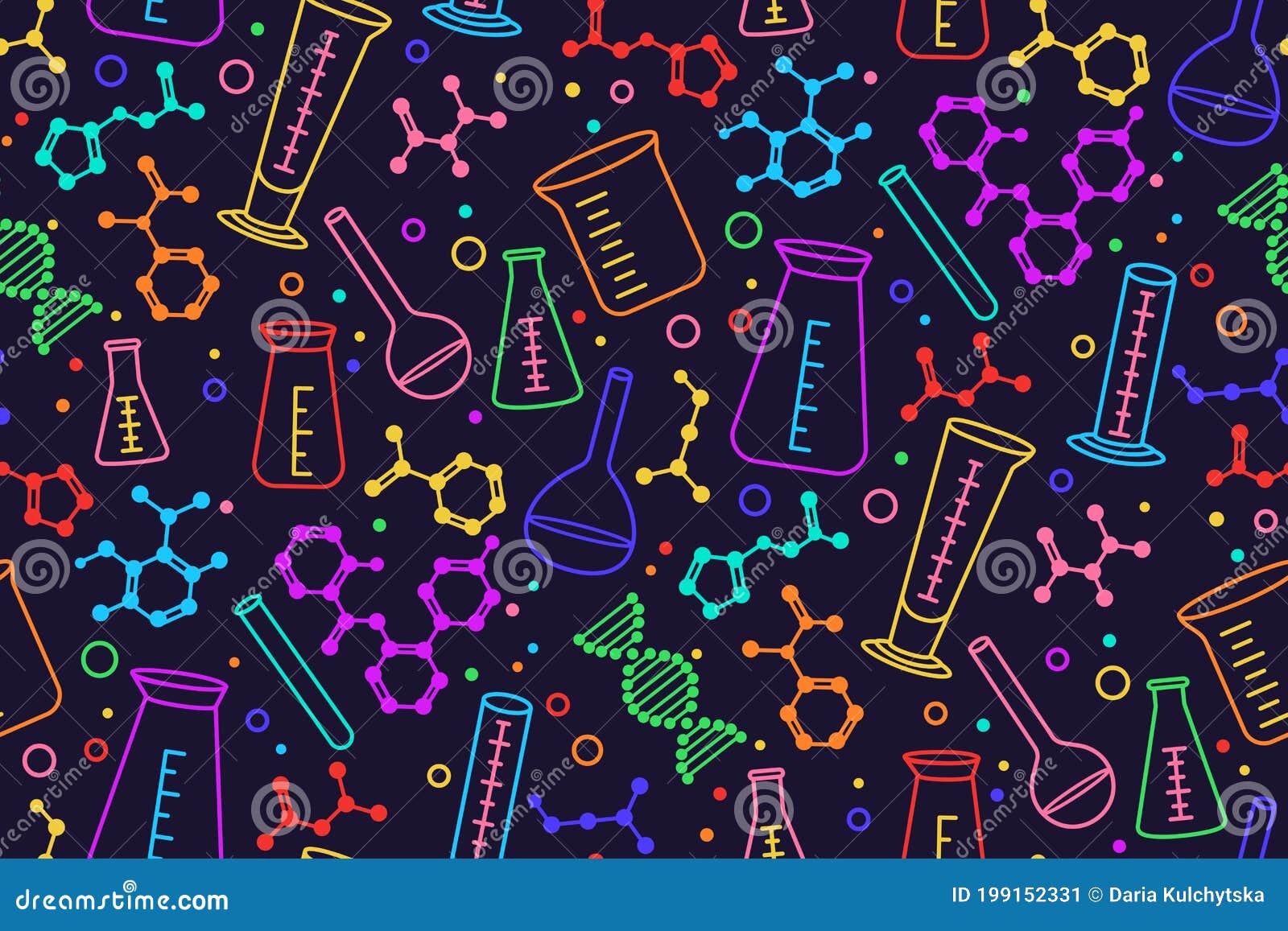 Chemistry Science Molecule Vector Seamless Pattern Stock Vector ...
