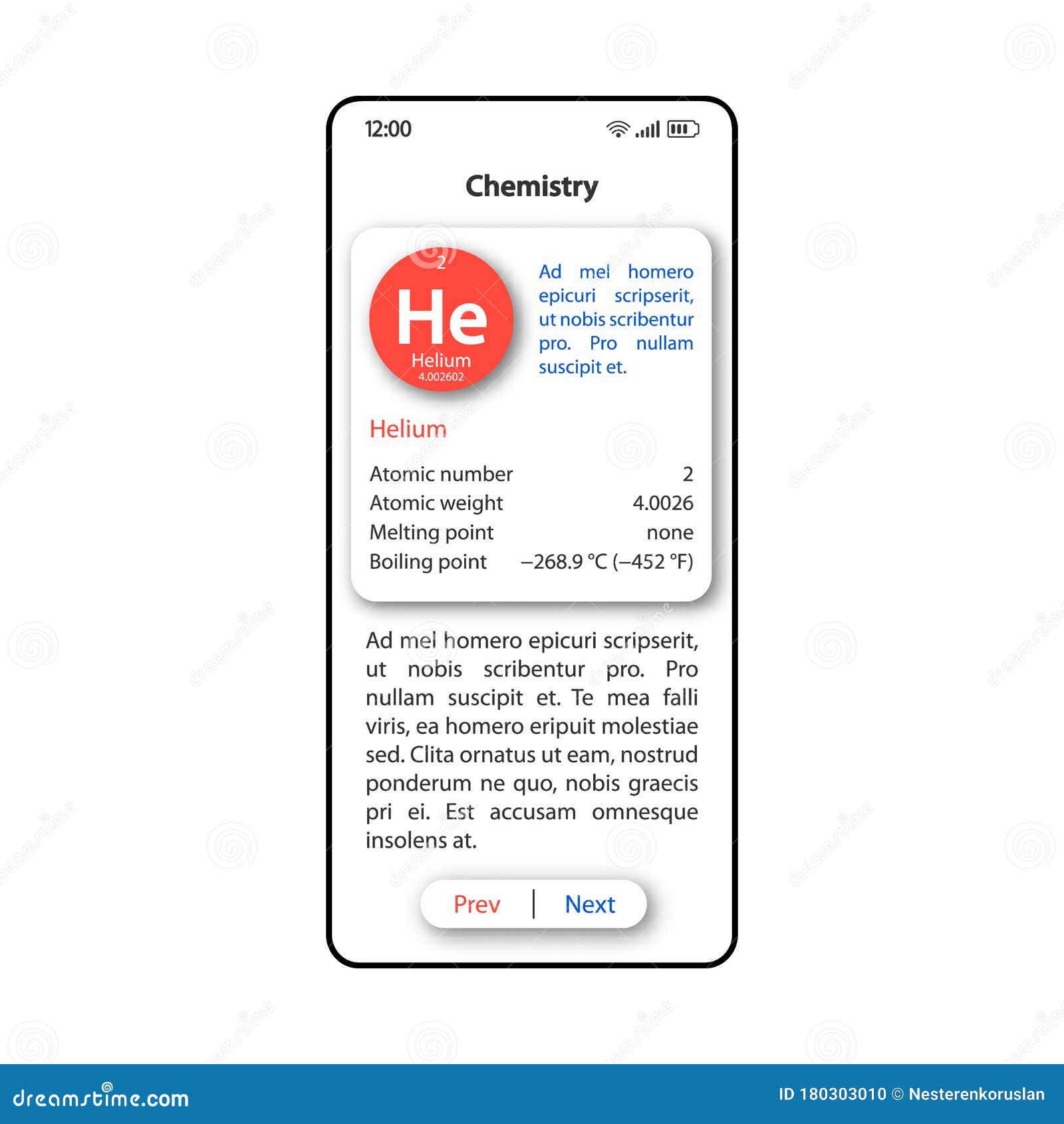 Chemistry Science Smartphone Interface Vector Template. Mobile App Page ...