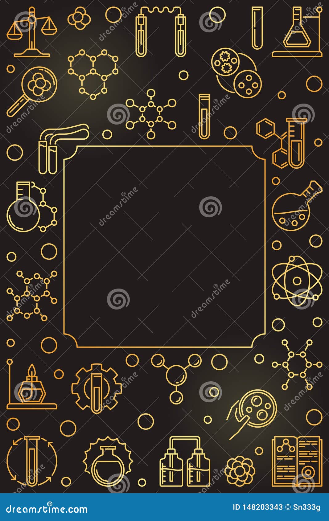 Chemistry Science Vertical Golden Frame. Vector Illustration Stock ...