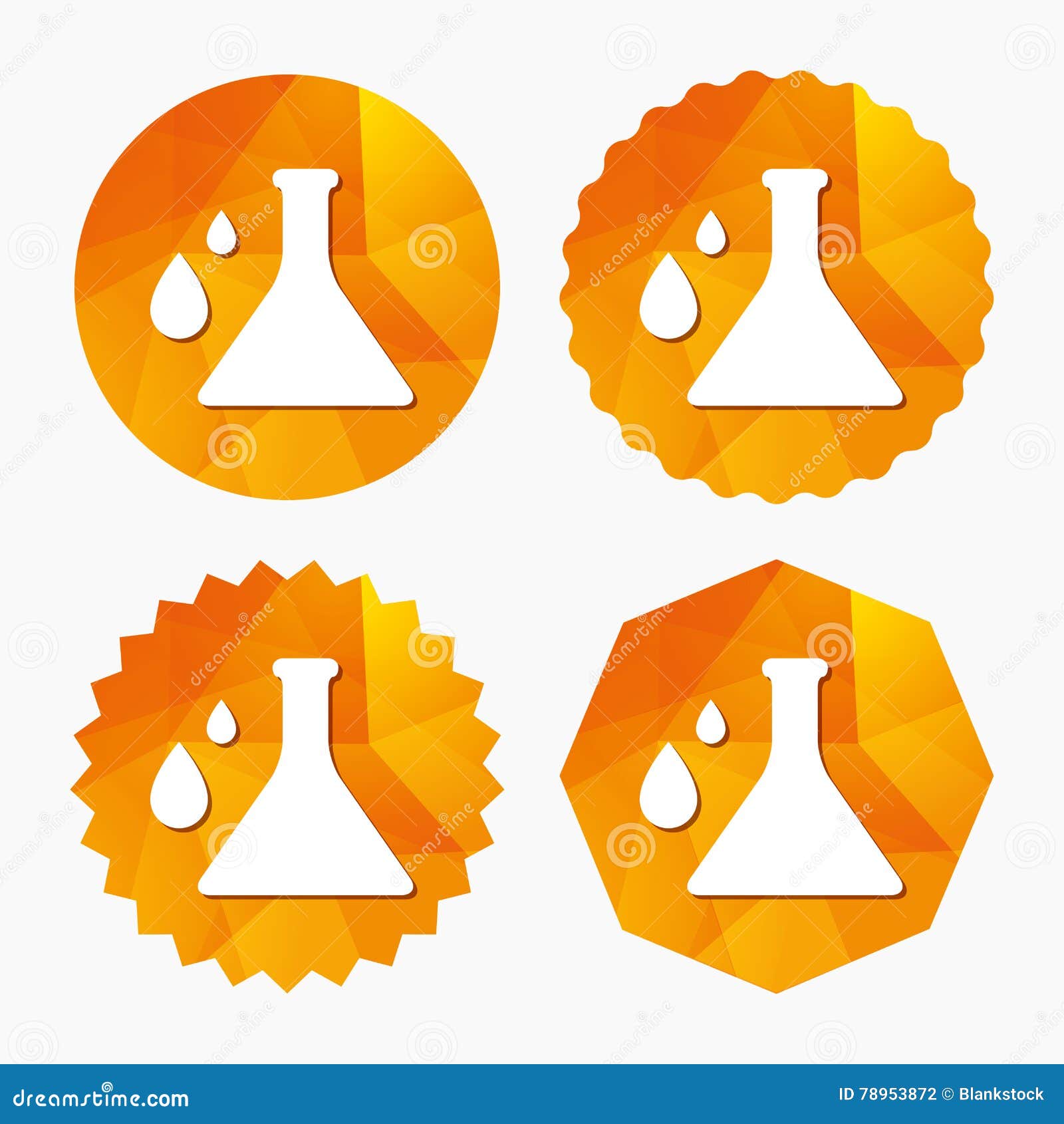 Chemistry Sign Icon. Bulb Symbol with Drops Stock Vector - Illustration ...