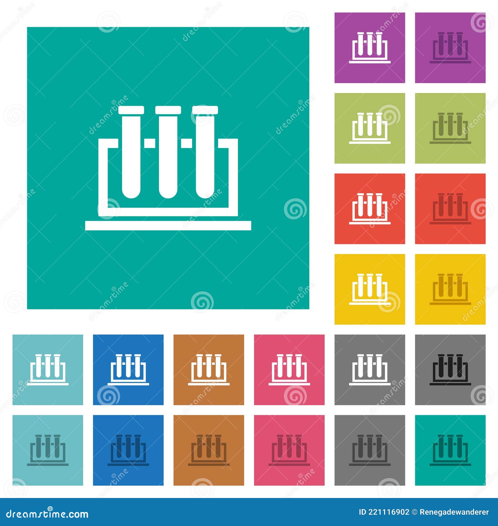 Chemistry Square Flat Multi Colored Icons Stock Vector - Illustration ...