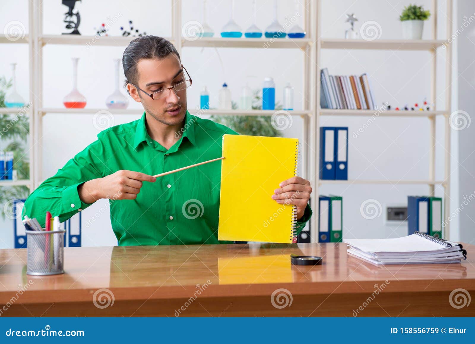 Chemistry Student Studying for Exams Stock Image - Image of glass ...