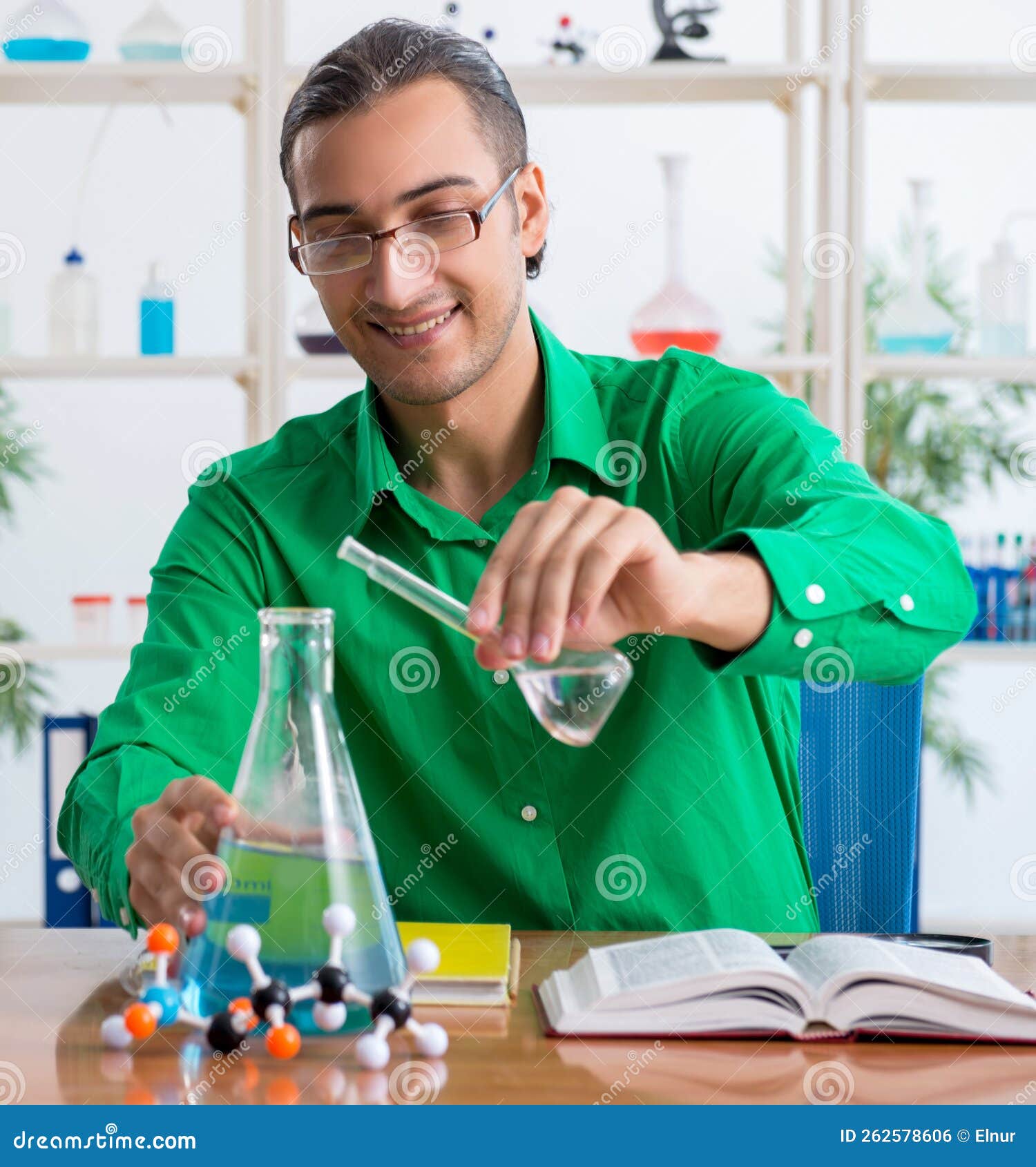 Chemistry Student Studying for Exams Stock Photo - Image of research ...