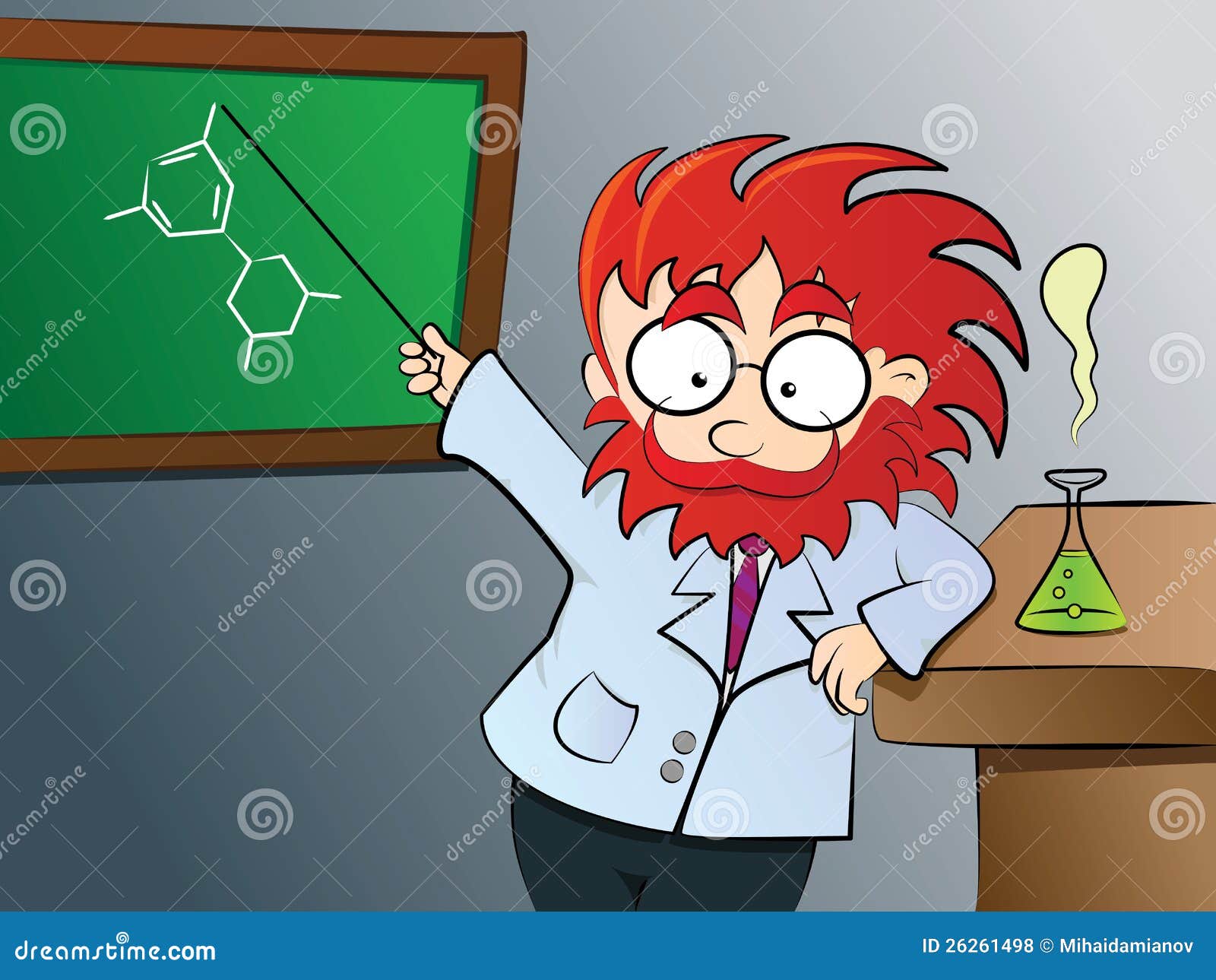 Chemistry teacher in class stock illustration. Illustration of chemical ...