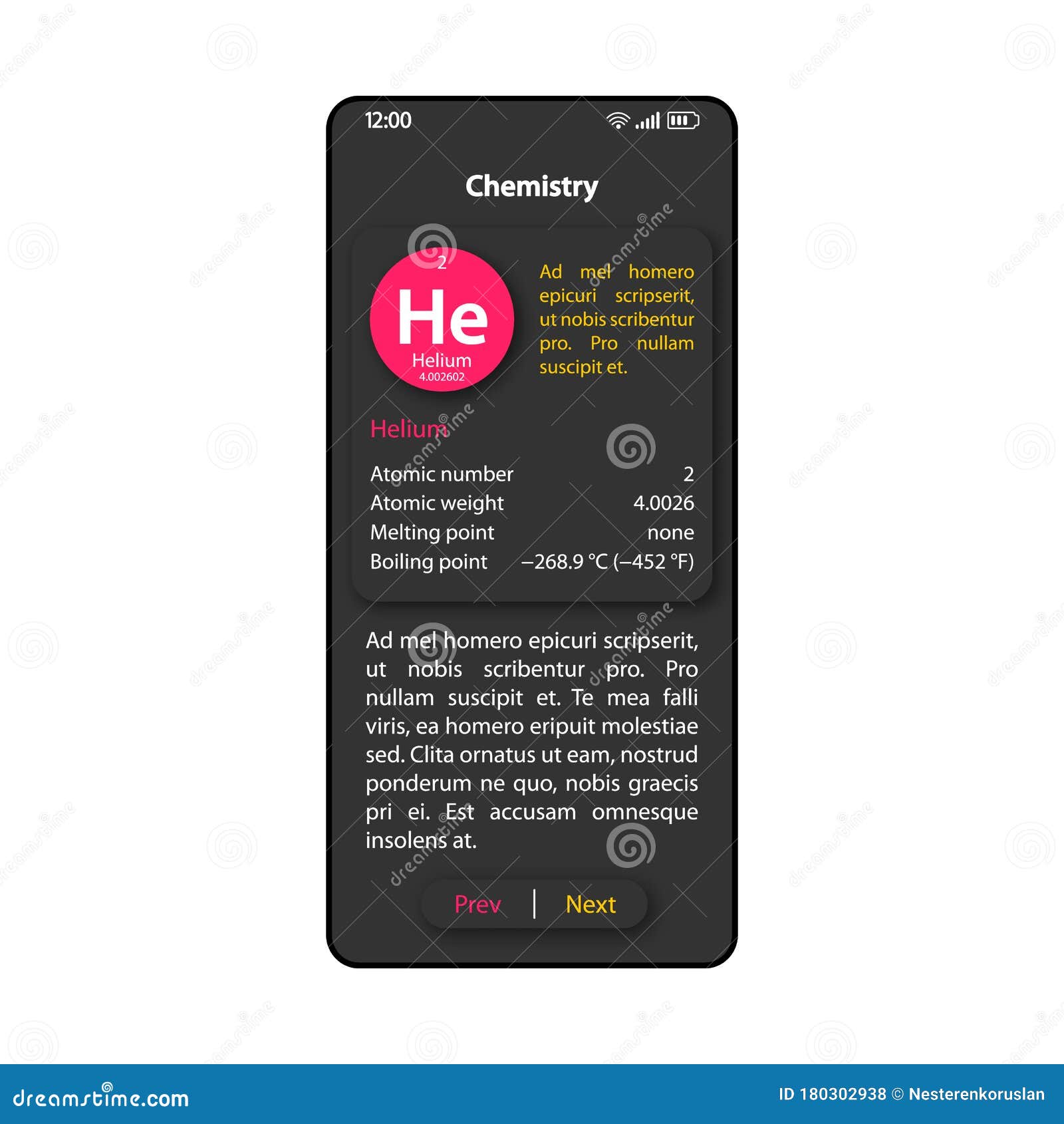 Chemistry Textbook Smartphone Interface Vector Template. Mobile App ...