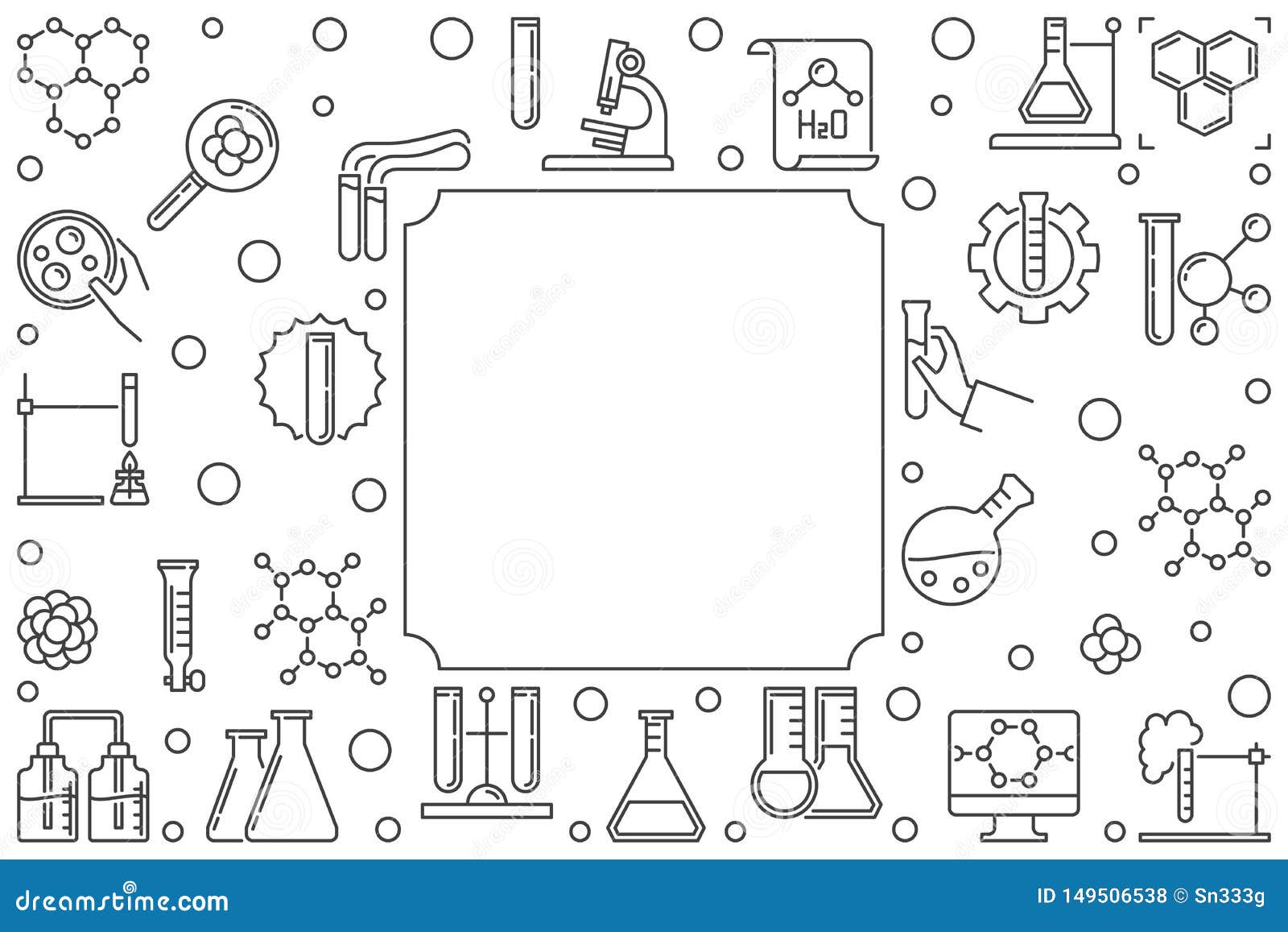Chemistry Vector Concept Horizontal Frame in Thin Line Style Stock ...