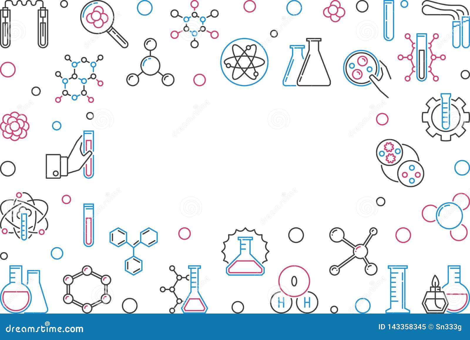 Chemistry Vector Line Creative Frame with Empty Space Stock Vector ...
