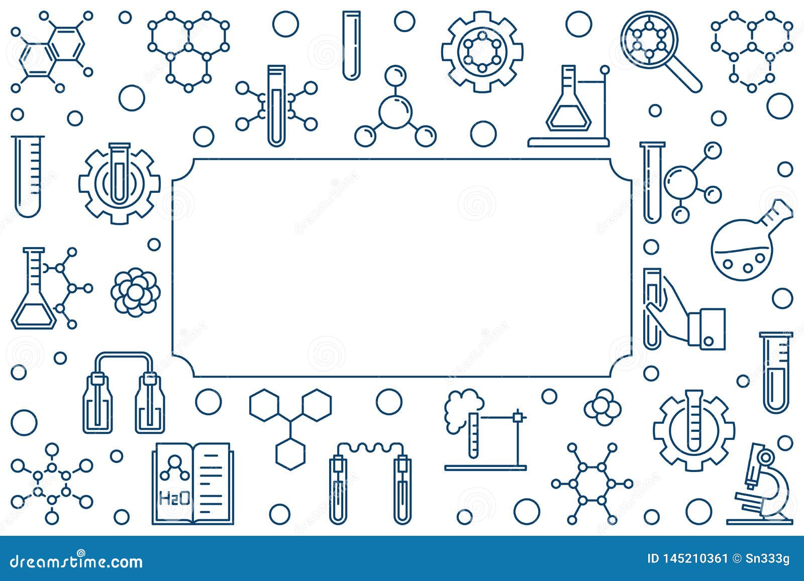 Chemistry Vector Minimal Concept Frame in Thin Line Style Stock Vector ...