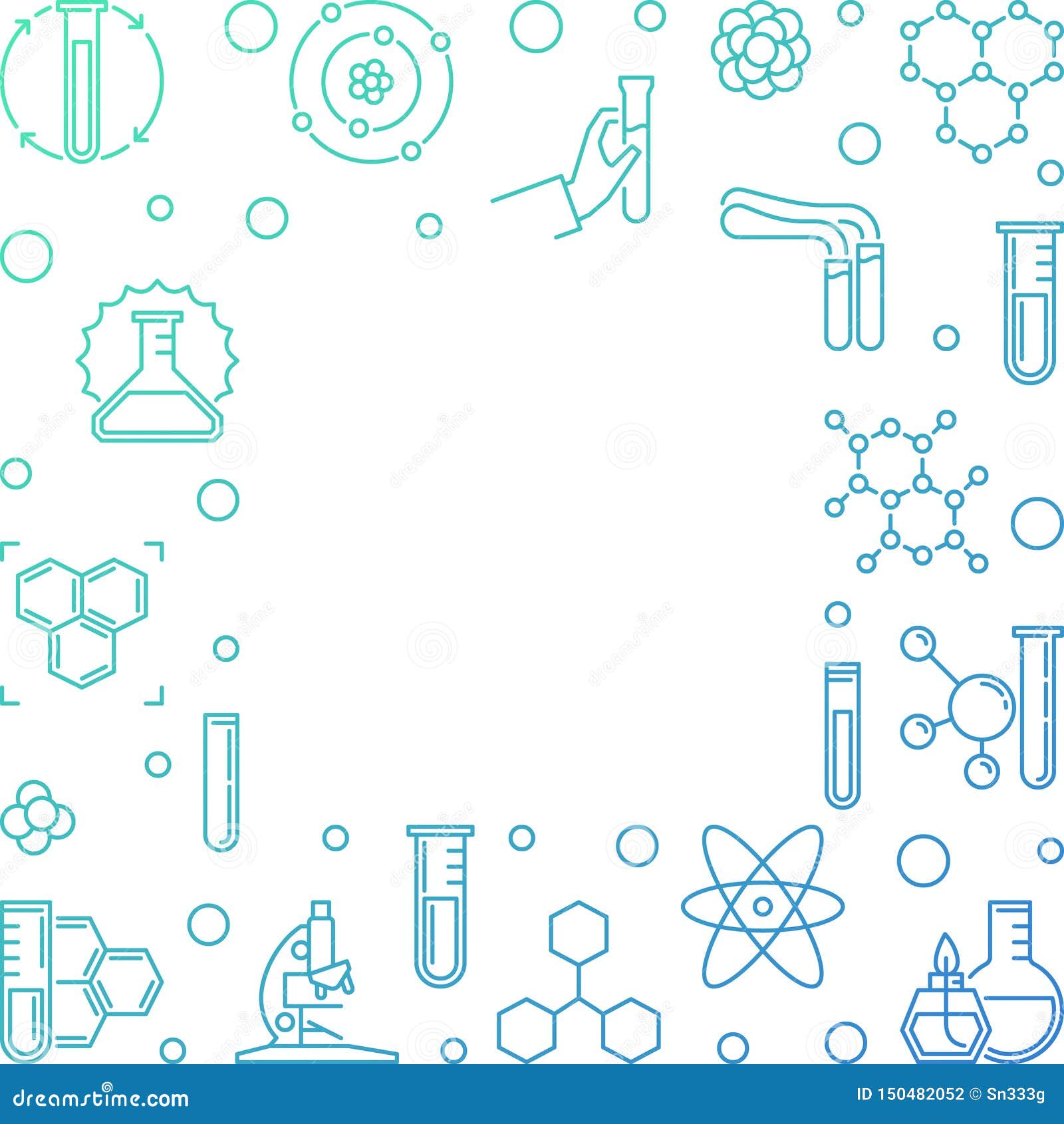 Chemistry Vector Modern Line Illustration with Square Frame Stock ...