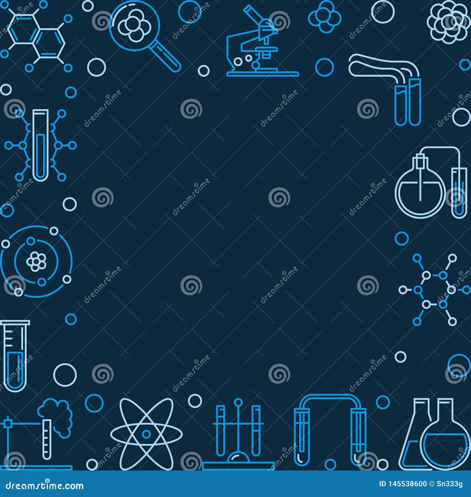 Chemistry Vector Square Background with Chemical Linear Icons Stock ...