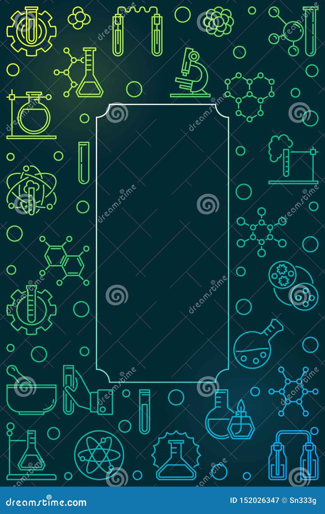 Chemistry Vector Vertical Colored Frame in Thin Line Style Stock Vector ...