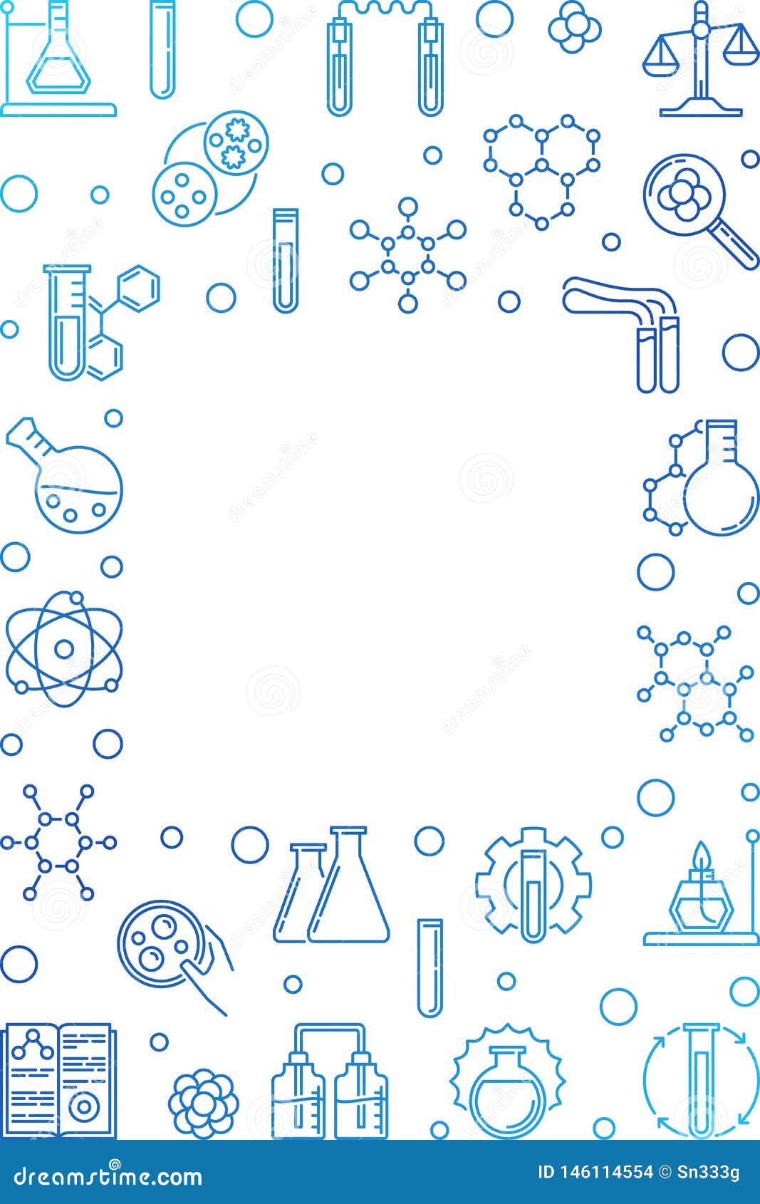 Chemistry Vertical Blue Vector Line Frame. Chemical Background Stock ...