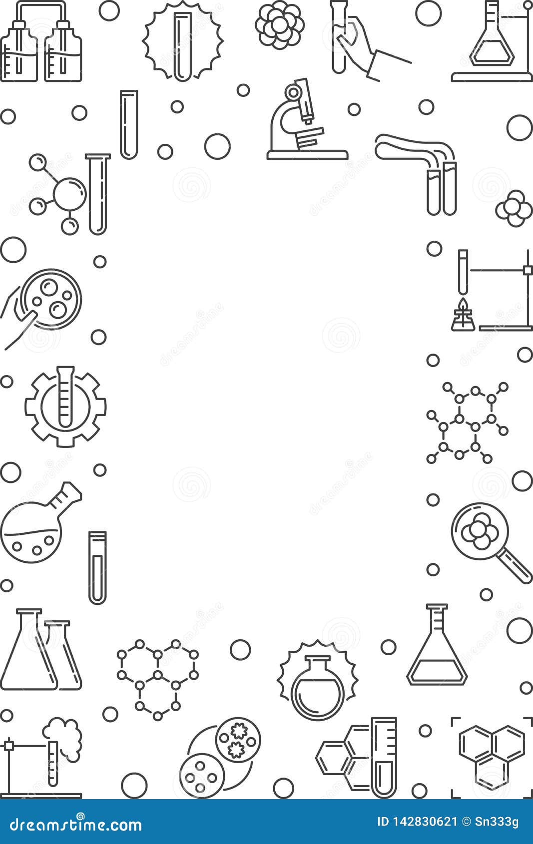 Chemistry Vertical Outline Vector Banner with Space for Text Stock ...