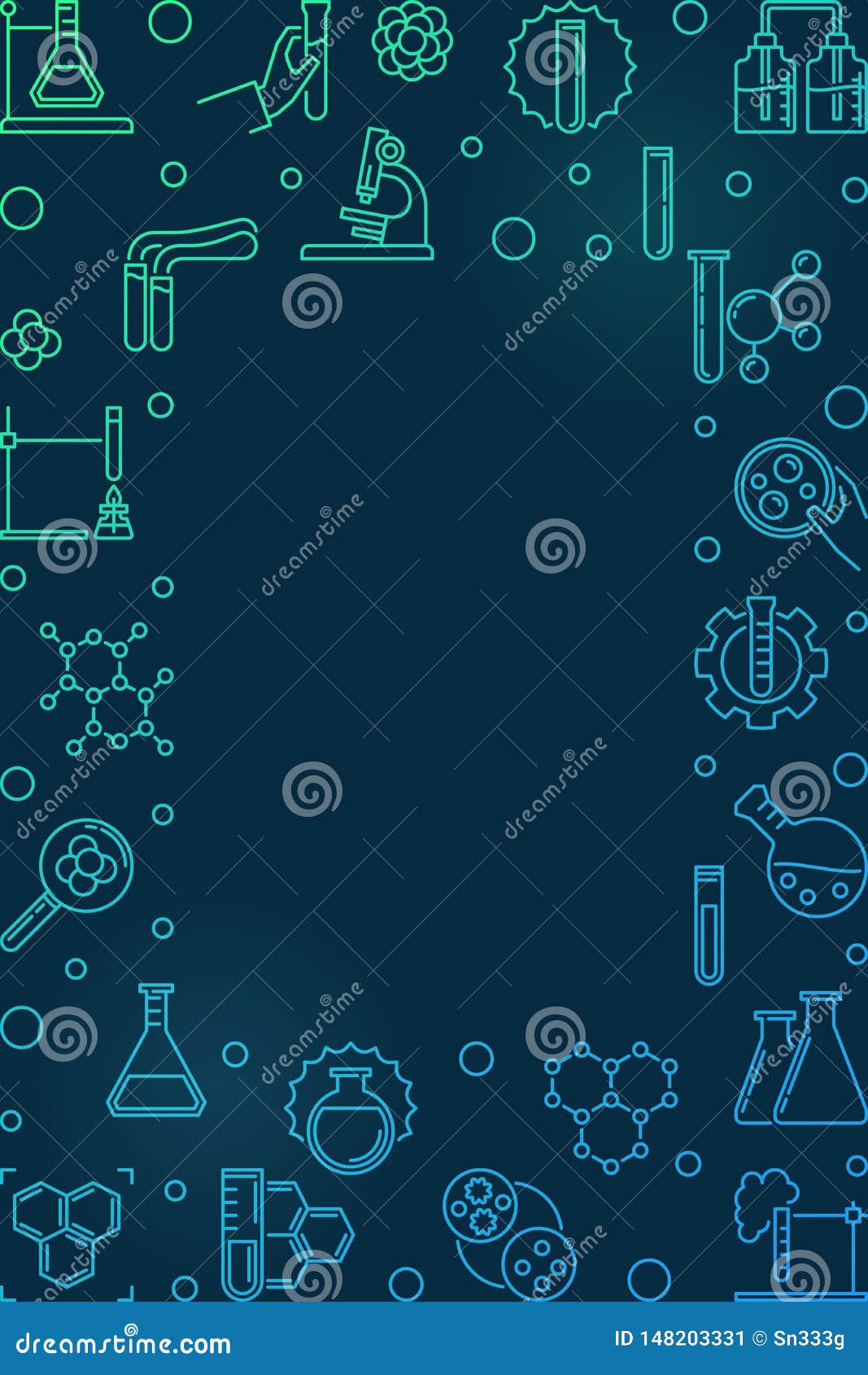 Chemistry Vertical Vector Linear Colorful Concept Banner Stock Vector ...