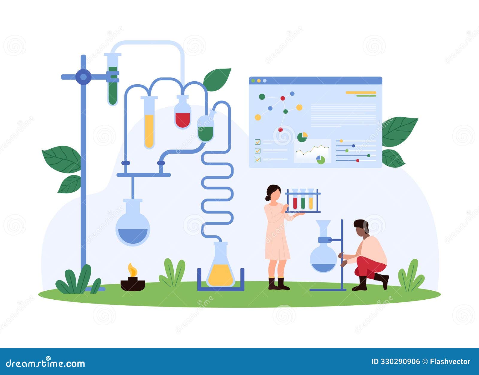 Chemists Analyzing Complex Reactions Concept Stock Illustration ...