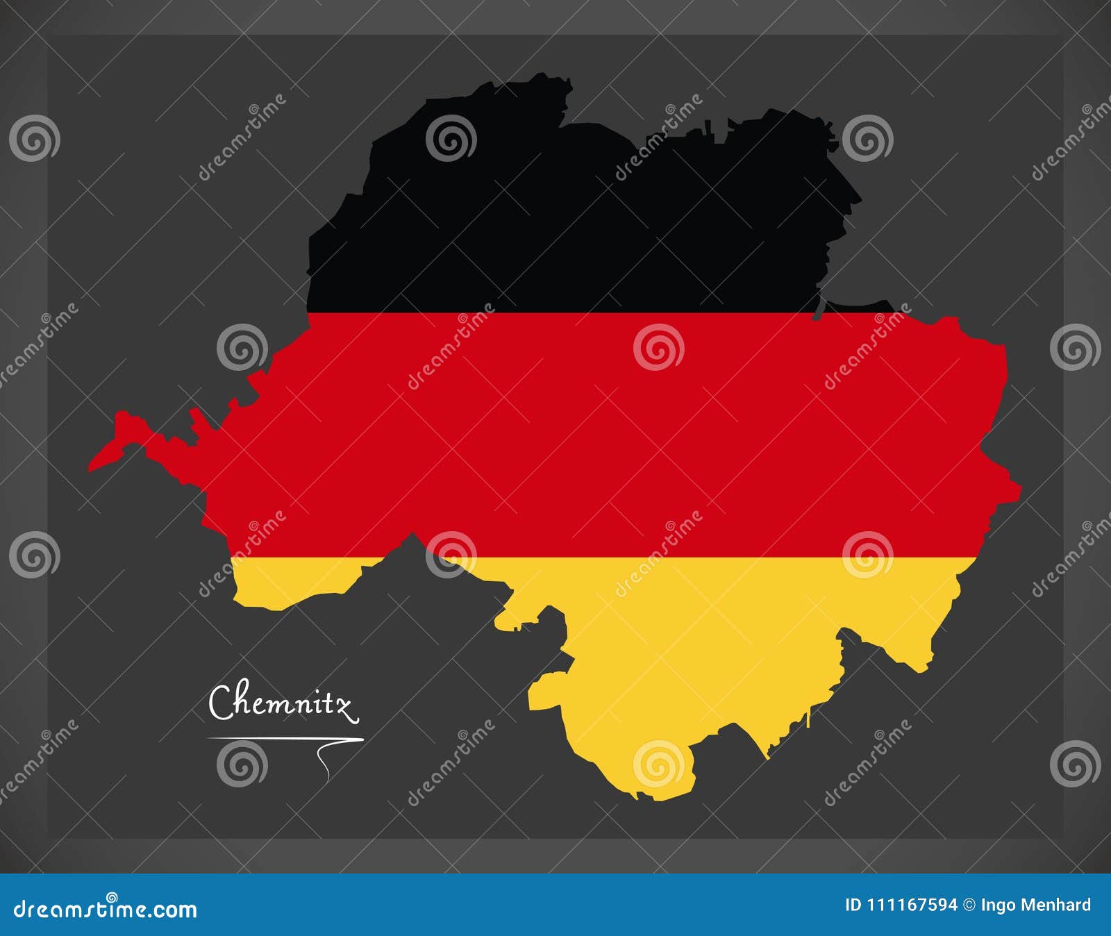 Chemnitz Map with German National Flag Illustration Stock Vector ...