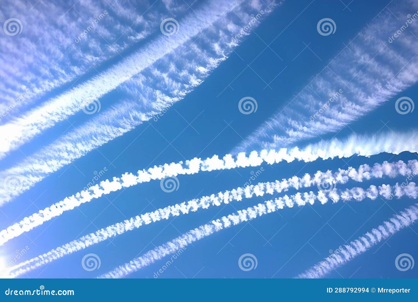 Chemtrails In Blue Sky. AI Generated Royalty-Free Stock Photo ...