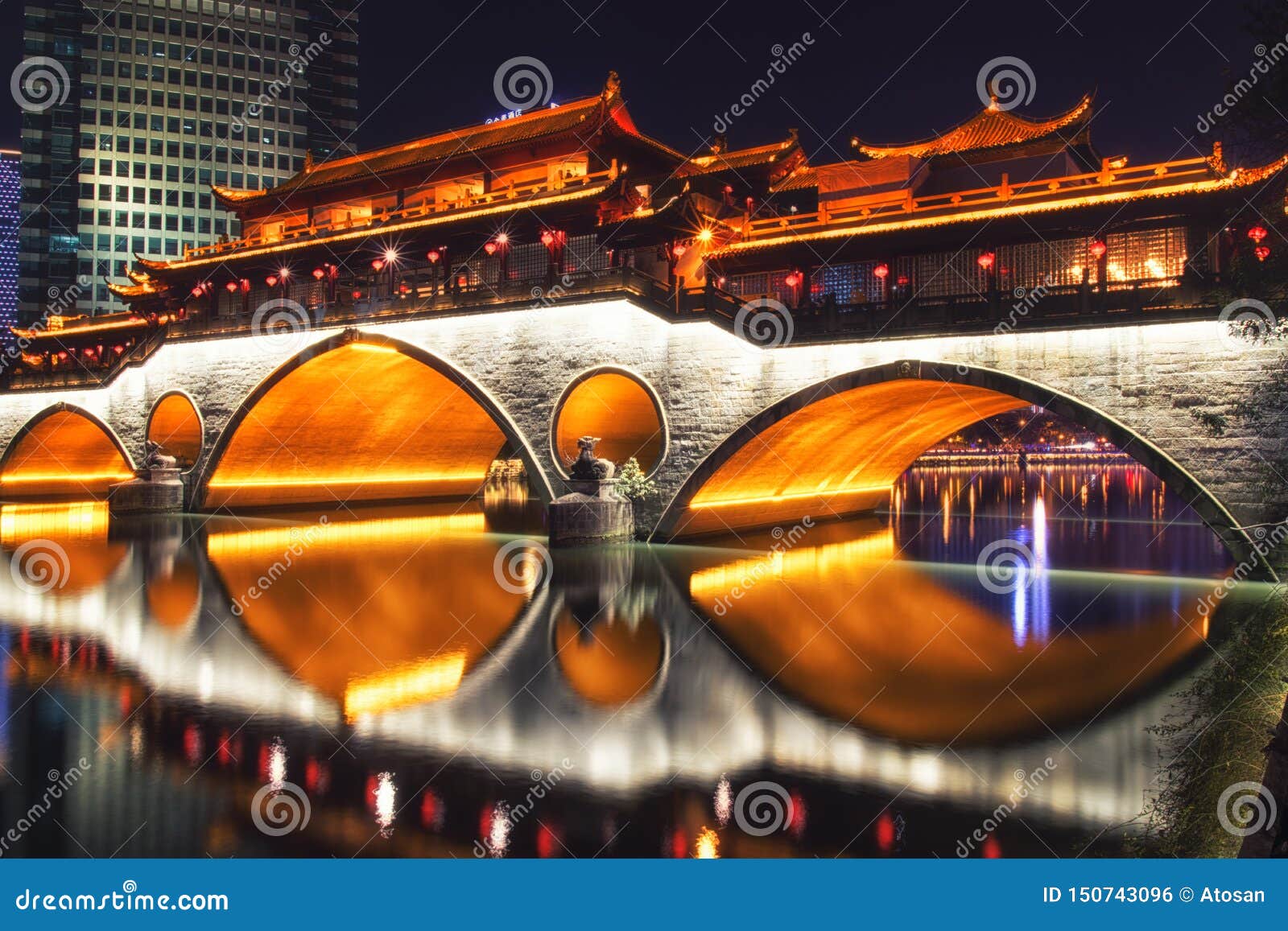Chengdu, China on the Jin River Editorial Photo - Image of night ...
