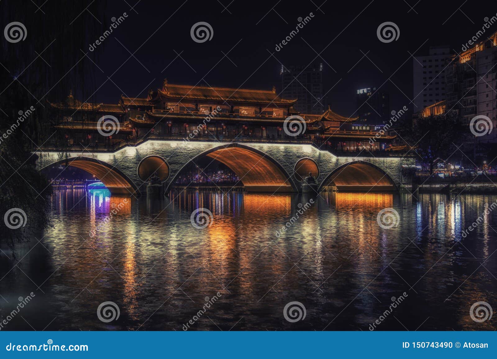 Chengdu, China on the Jin River Editorial Image - Image of architecture ...