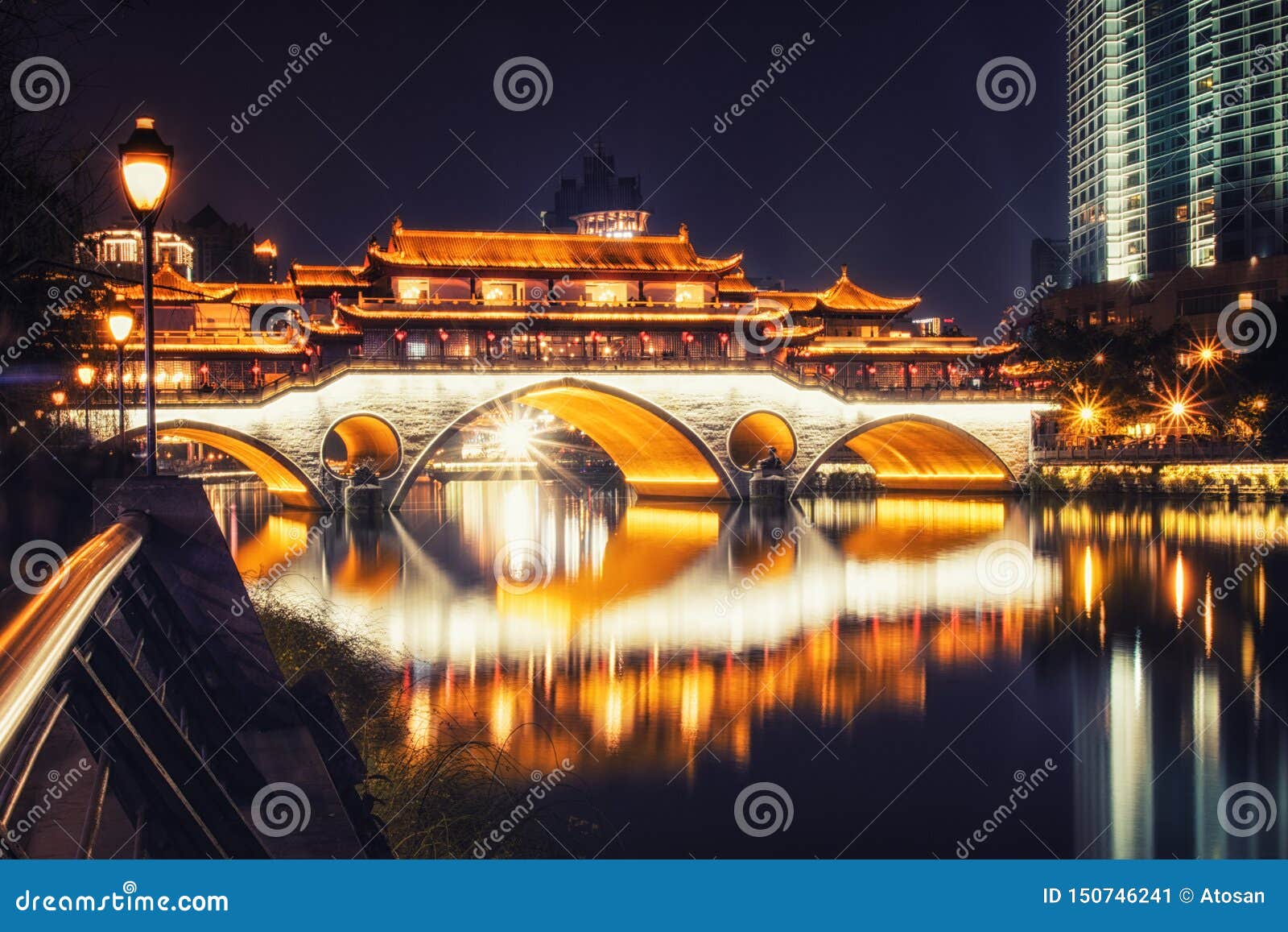 Chengdu, China on the Jin River Stock Image - Image of night, exterior ...