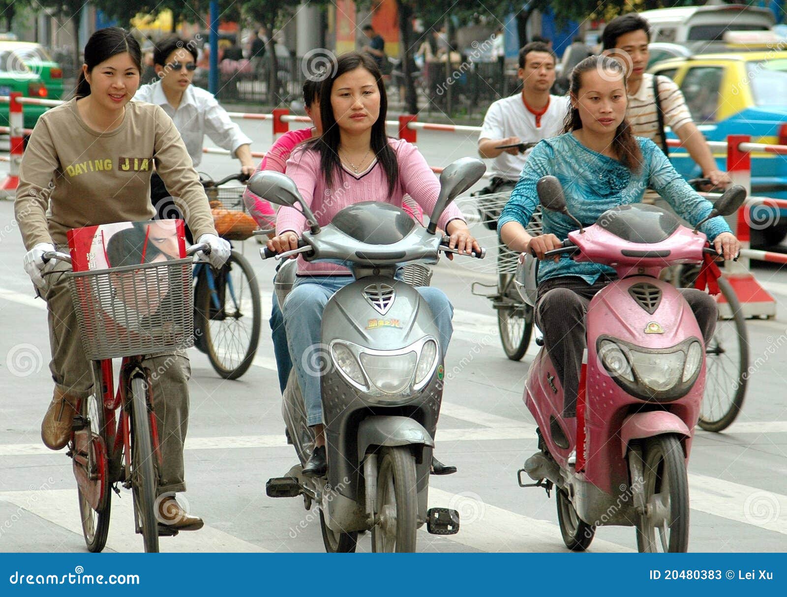 Chengdu, China: Women Riding Mopeds Editorial Stock Photo - Image of ...