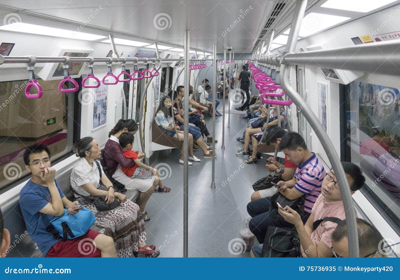Chengdu Metro Line 3 Subway Train Editorial Image - Image of crowded ...