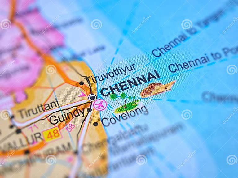 Chennai on a Map of India with Blur Effect Stock Image - Image of ...