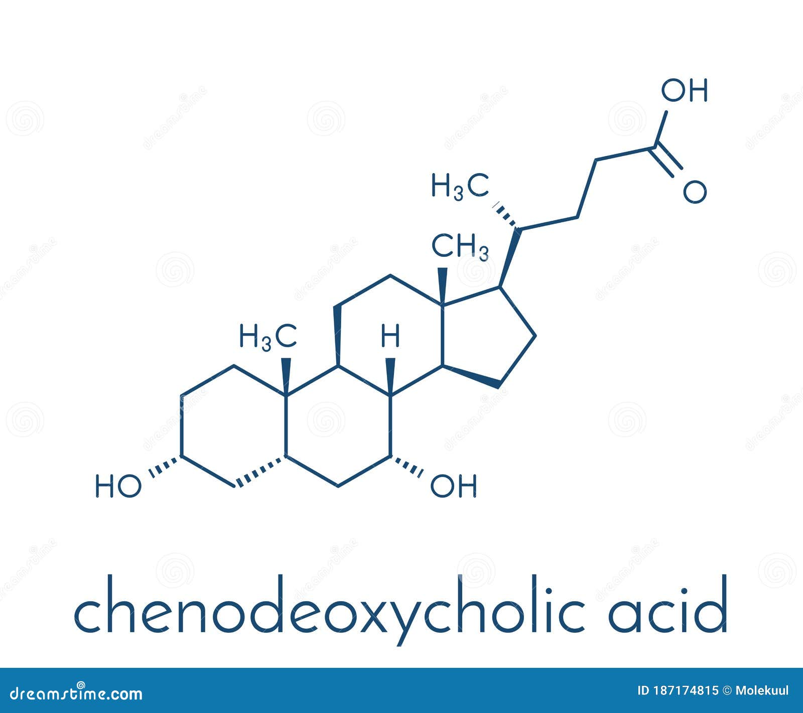 Chenodeoxycholic Acid Drug Molecule. 3D Rendering. Atoms Are ...