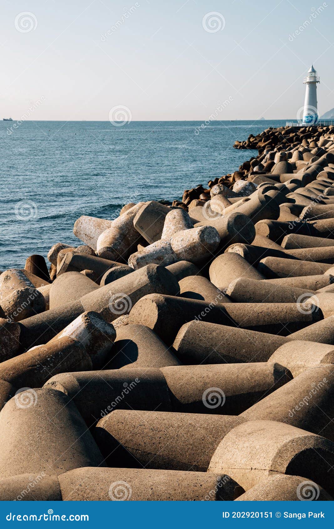 Cheongsapo Lighthouse and Blue Ocean in Busan, Korea Stock Image ...