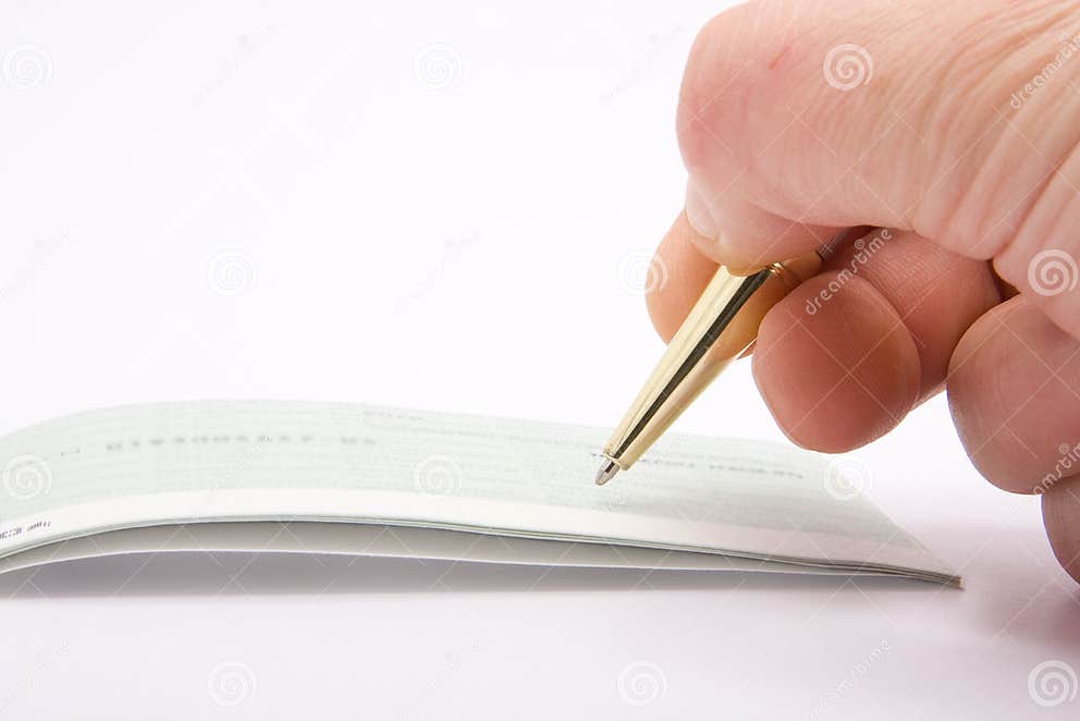 Cheque foto de archivo. Imagen de pluma, dinero, contrato - 8436088